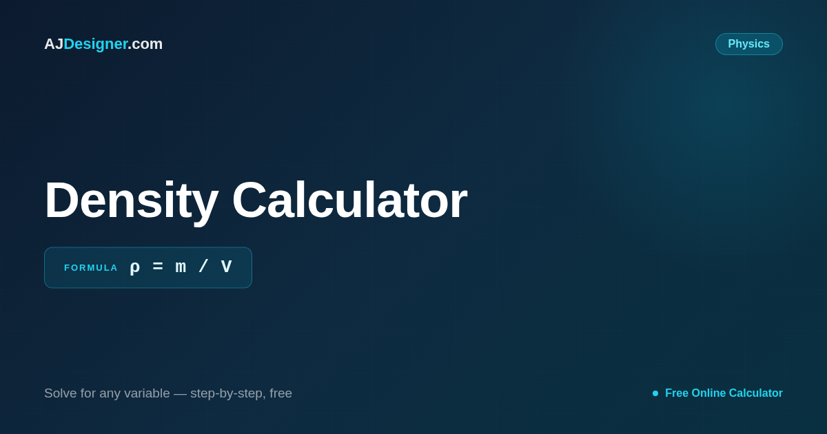 Density Calculator — ρ = m/V | Free Density Equation Solver