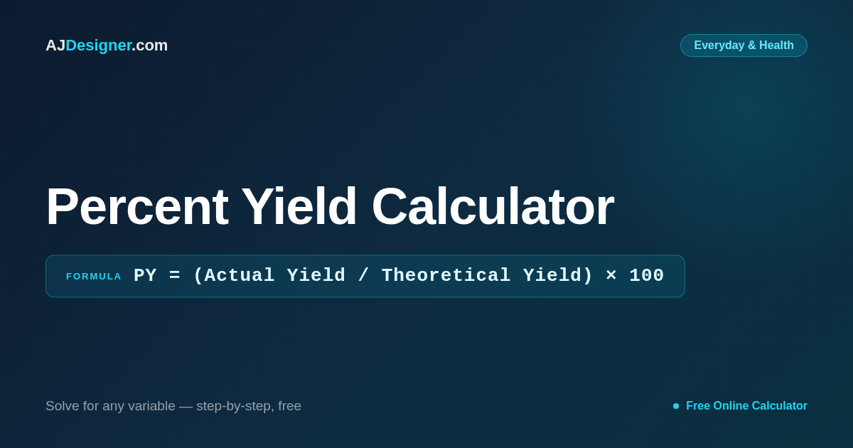 Percent Yield Calculator — Actual vs Theoretical Yield